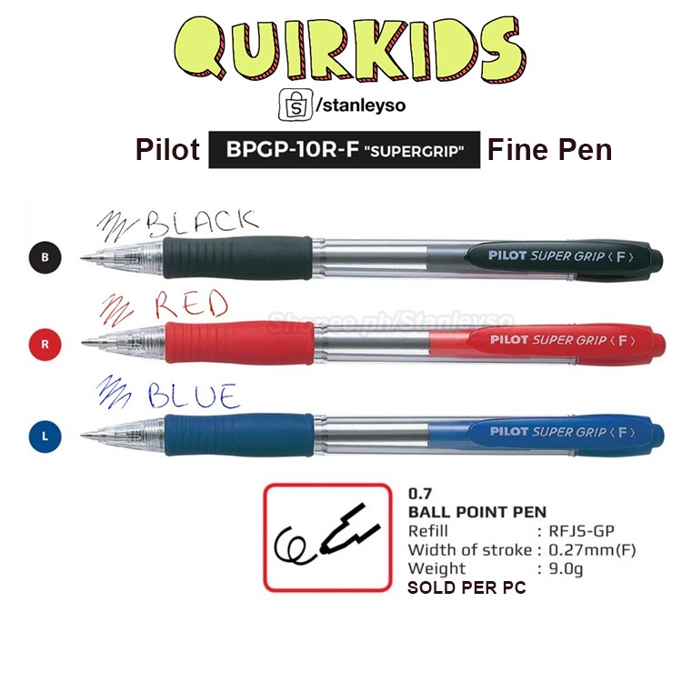 Pilot Super Grip BPGP-10R-F Pen Fine 0.7 Retractable Supergrip Ballpen ...
