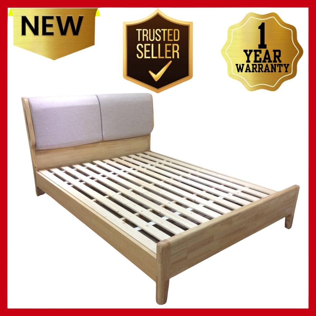 Flotti Stella Solid Thailand Rubberwood Bed Frame (King) (Side Drawers ...