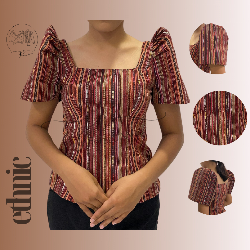Ethnic Filipiniana Top Square neck inabel | Shopee Philippines