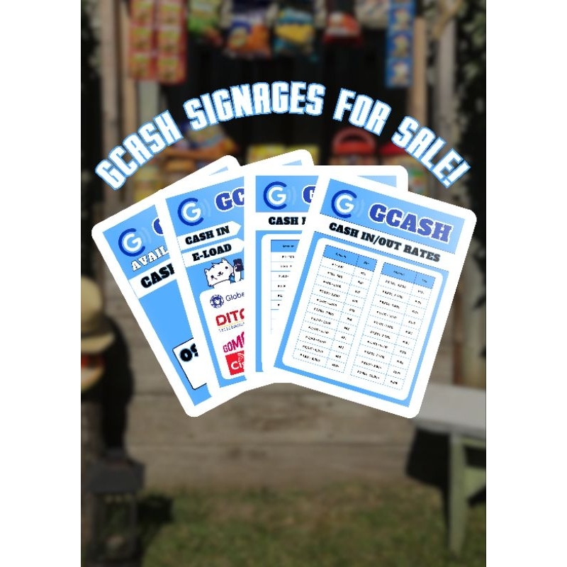 GCASH Signage & Rates - Cash In/Out, Pay Bills & E-Loading | Shopee ...