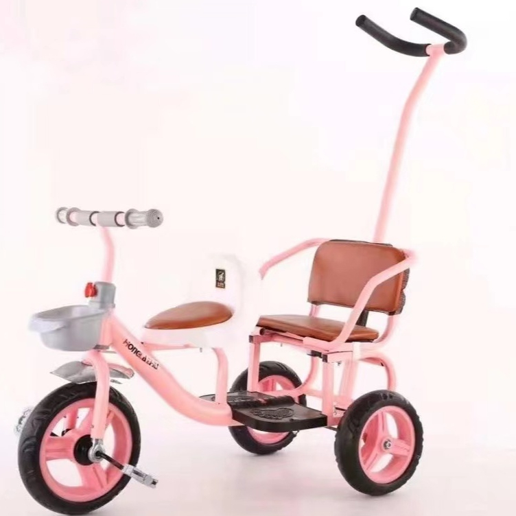 kids Bike twin bicycle for kids 2 seater baby tandem Push stroller tri ...