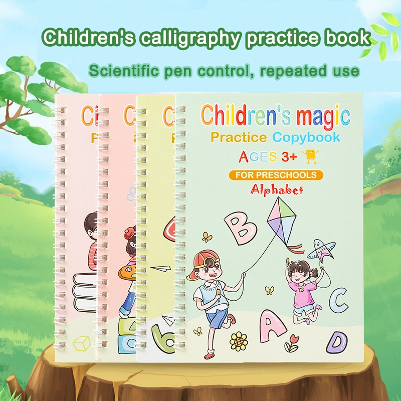 4 Books/Set Copybook Kid's English Learning Calligraphy With Pen ...