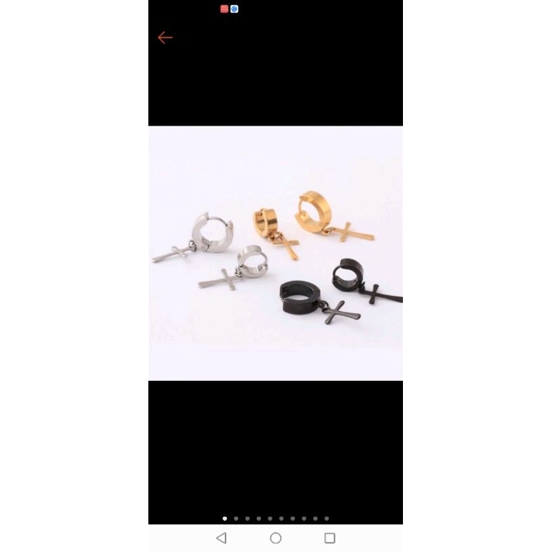 Beautiful Fashion Stainless Silver Black Gold Earring With Cross