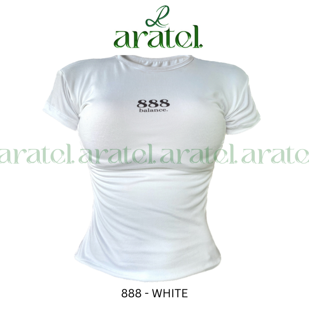 ARATEL [OFFICIAL] White Full Length Printed Top (Double-lining front ...