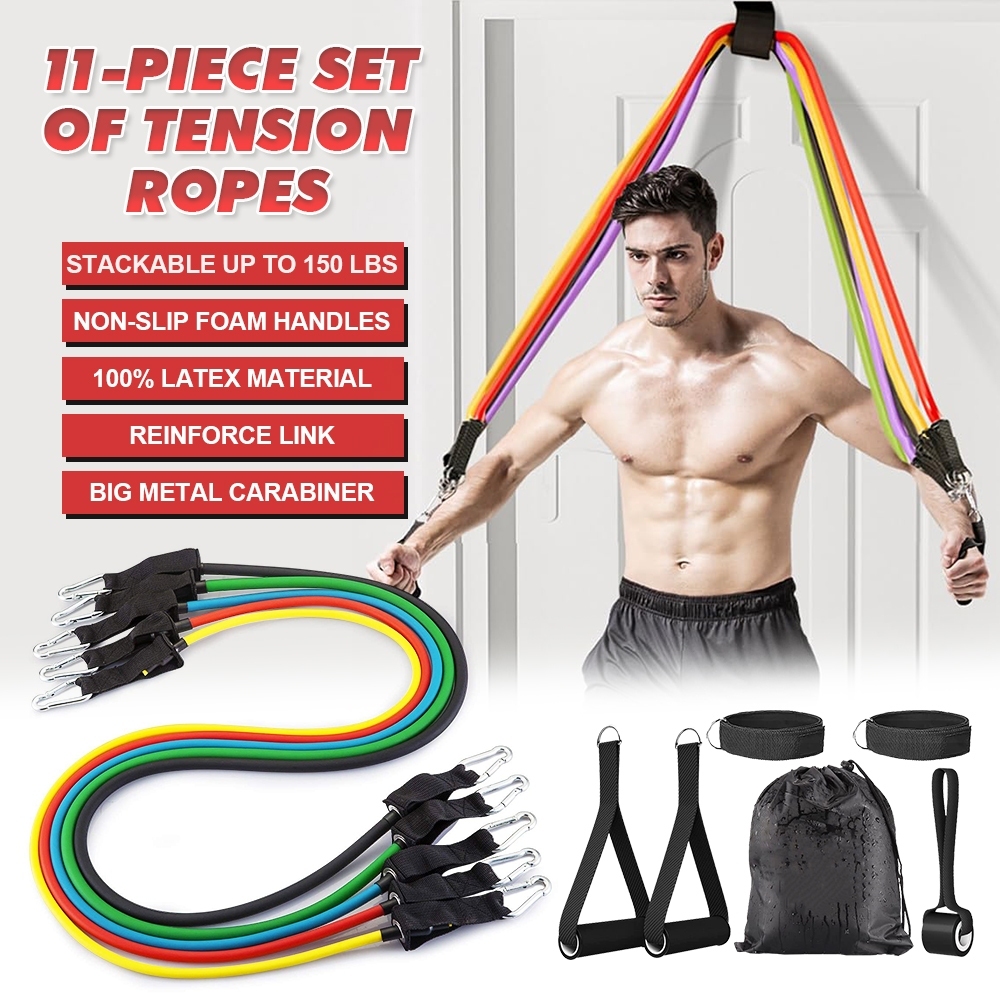 11-piece Fitness Resistance Band Pull Rope Yoga Elastic Band Upgrade ...