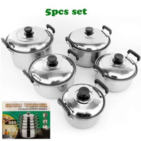 555 Stainless steel ware stockpot 5in1 cookwareset 5PCS | Shopee ...