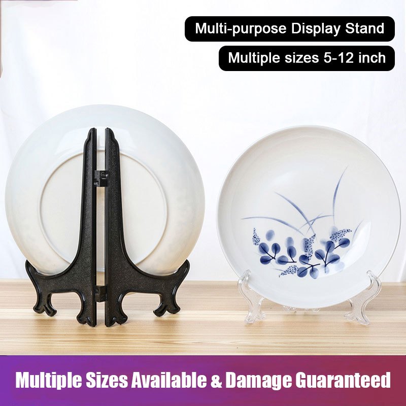 Clear Plastic Display Stand Foldable Plate Easel Storage Organizer ...
