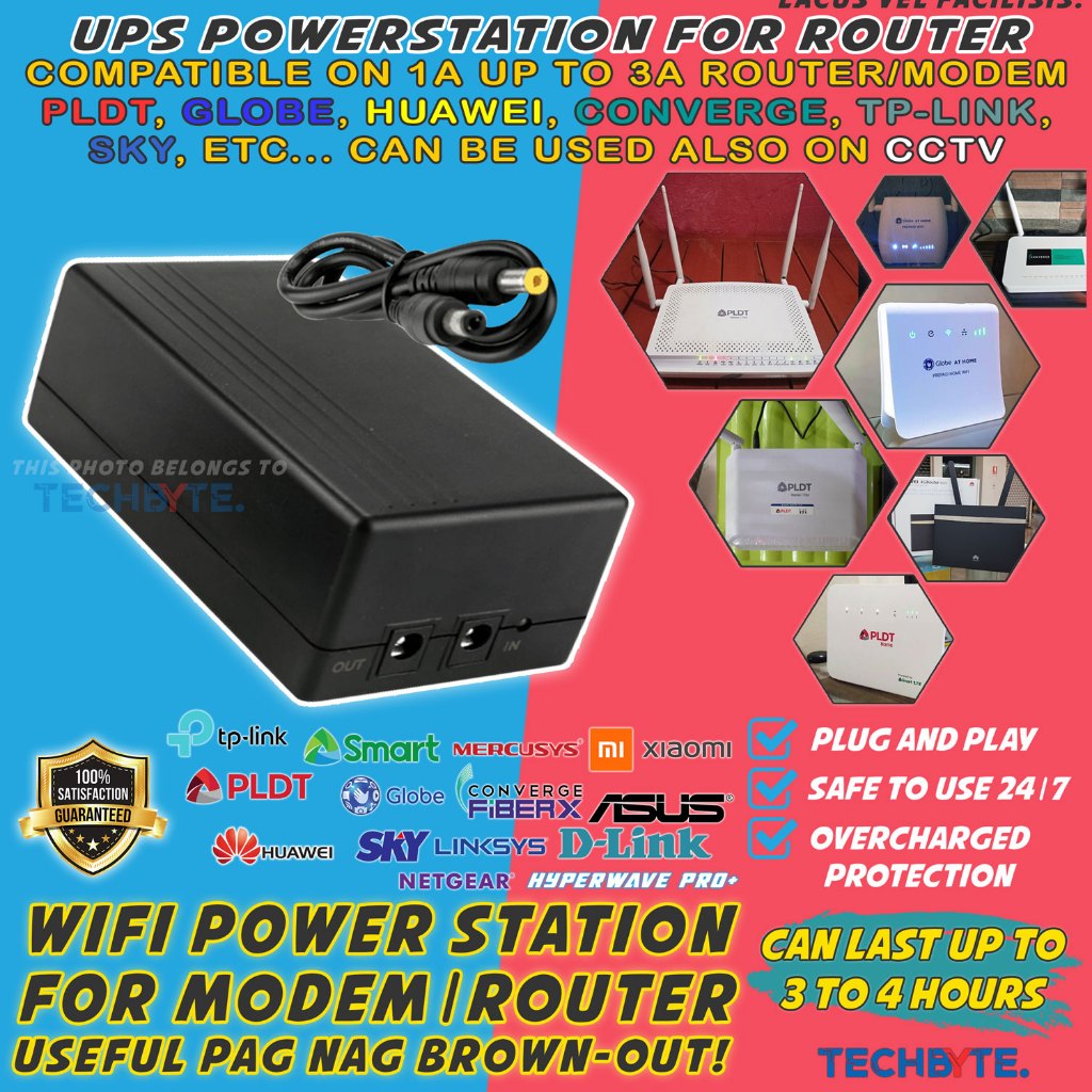 Mini DC UPS Power Supply for WiFi PLDT, Converge, Globe, Huawei Smart ...