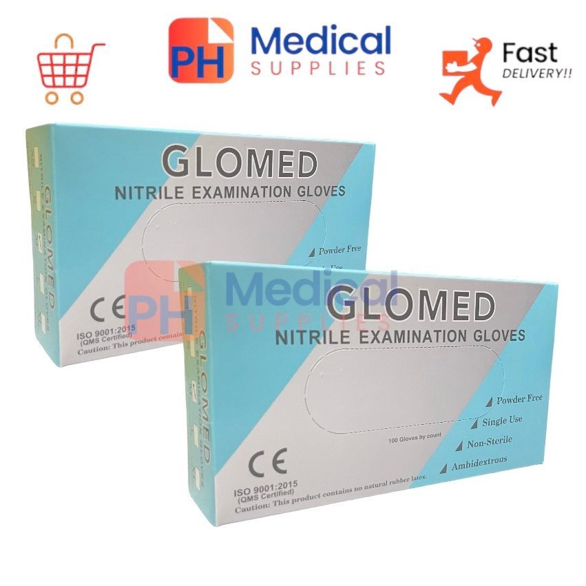Glomed Nitrile Blue Slim Examination Gloves | Powder- Free | 100 Pcs ...