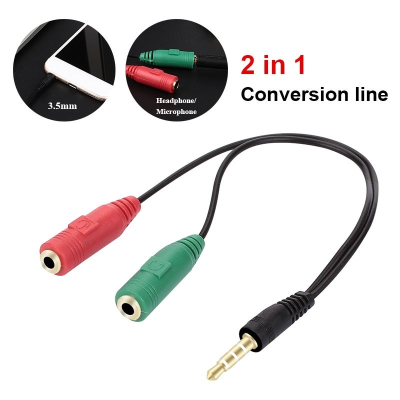 For 3.5 mm AUX Male To Female Audio Line 1 Male To 2 Female ...