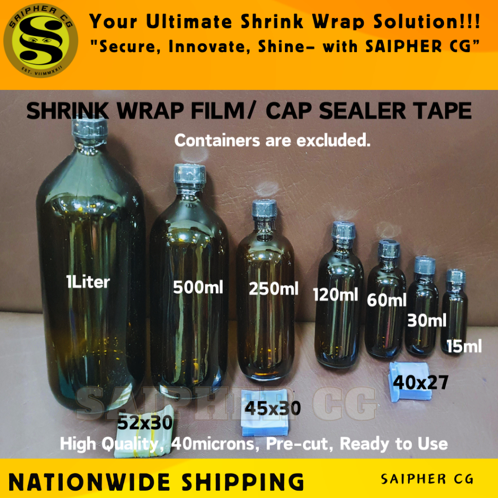 200pcs Shrink Wrap Plastic Packaging Shrinkable Film Tape Cap Sealer ...