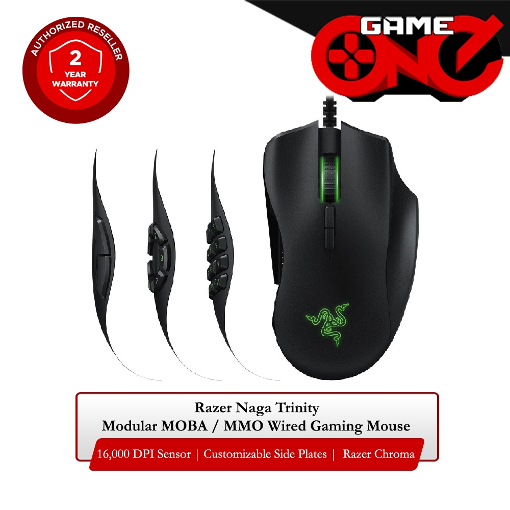 Razer Naga Trinity Modular MOBA / MMO Wired Gaming Mouse - Black ...