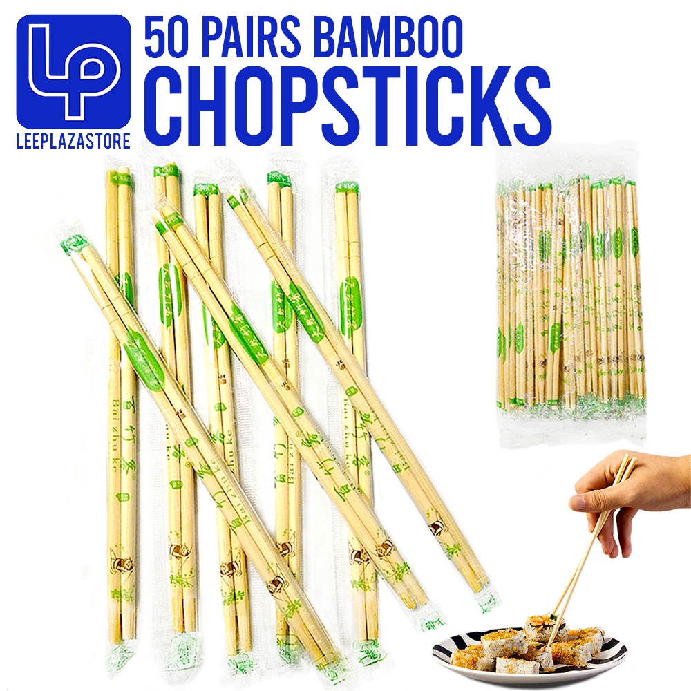 50 Pairs/Set Disposable Bamboo Wooden Chopsticks Individually Plastic ...