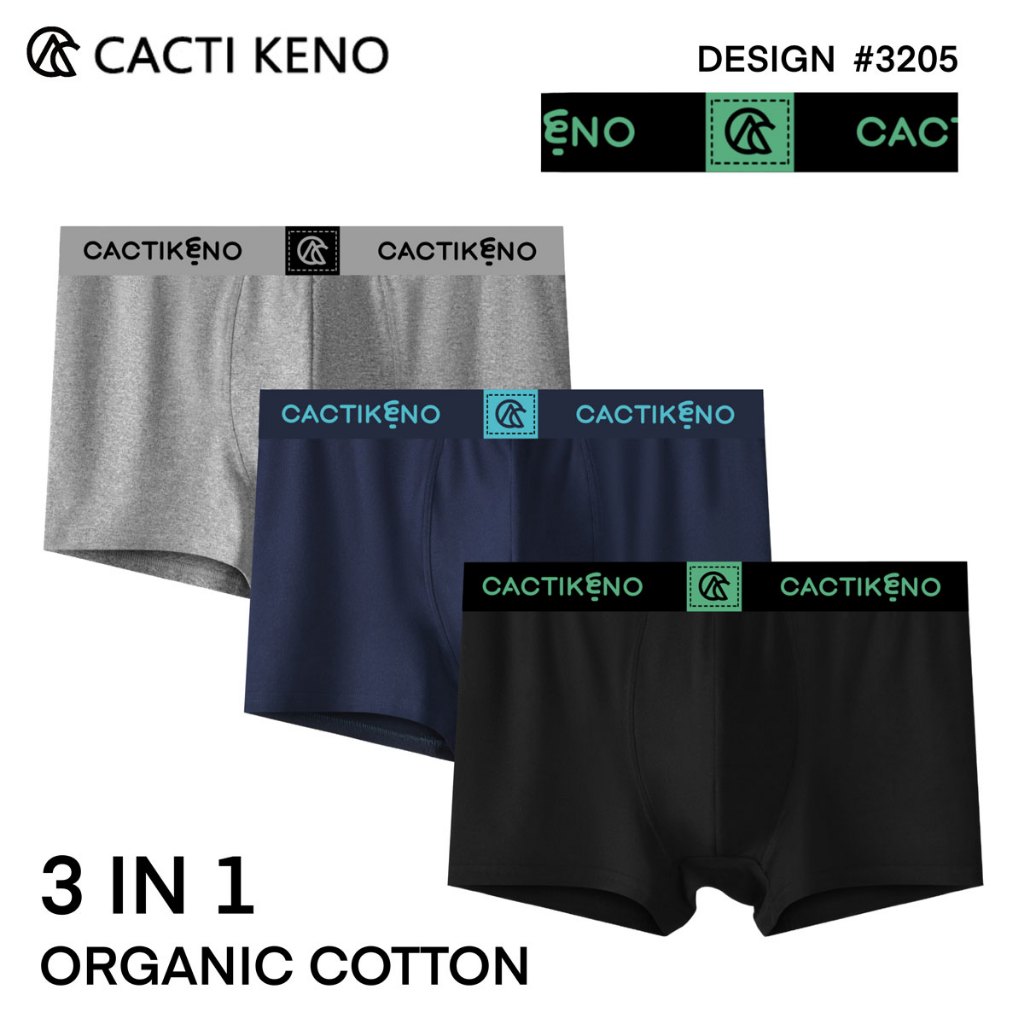 Cacti Keno 3pcs Stretch organic cotton boxer briefs for men Soft and ...