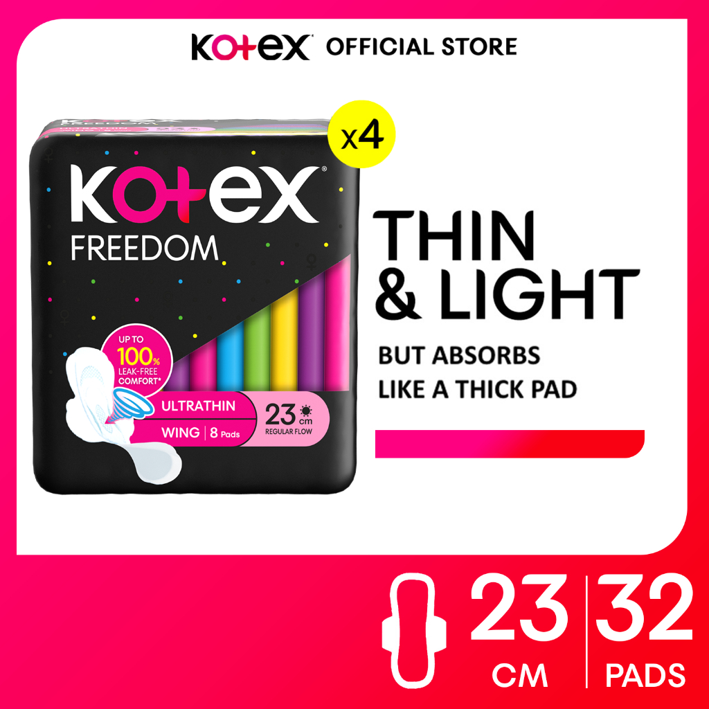 Kotex Freedom Ultrathin Sanitary Napkins 23cm 8s x 4 Packs (32 Pads) | Shopee Philippines