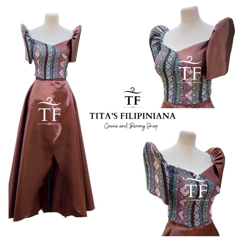 Katie Two Tone Ethnic with Wrap Around Skirt (Modern Filipiniana ...