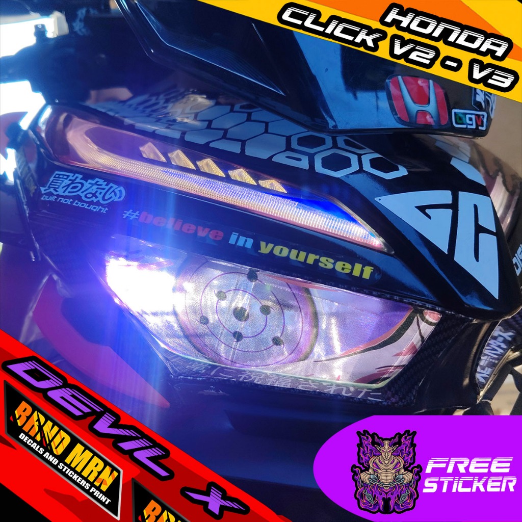 HONDA CLICK V2 / V3 / V4 HEADLIGHT SHARINGAN EYE DECAL CLEAR STICKER ...