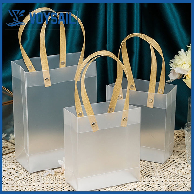 Transparent Soft PVC Gift Tote Packaging Bags with Hand Loop Clear ...