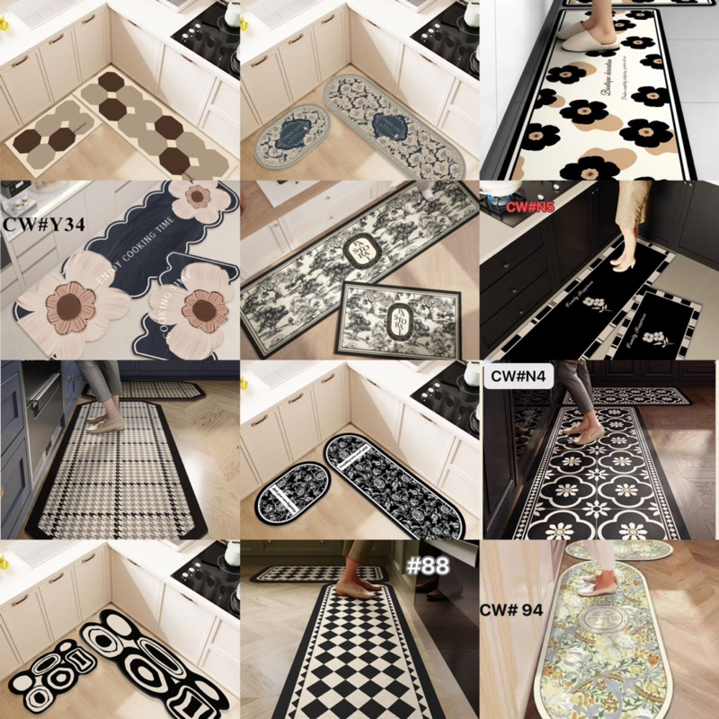 2PCS Kitchen Carpet Floor Mat Non-slip Thicken Doormat Rugs Kitchen ...