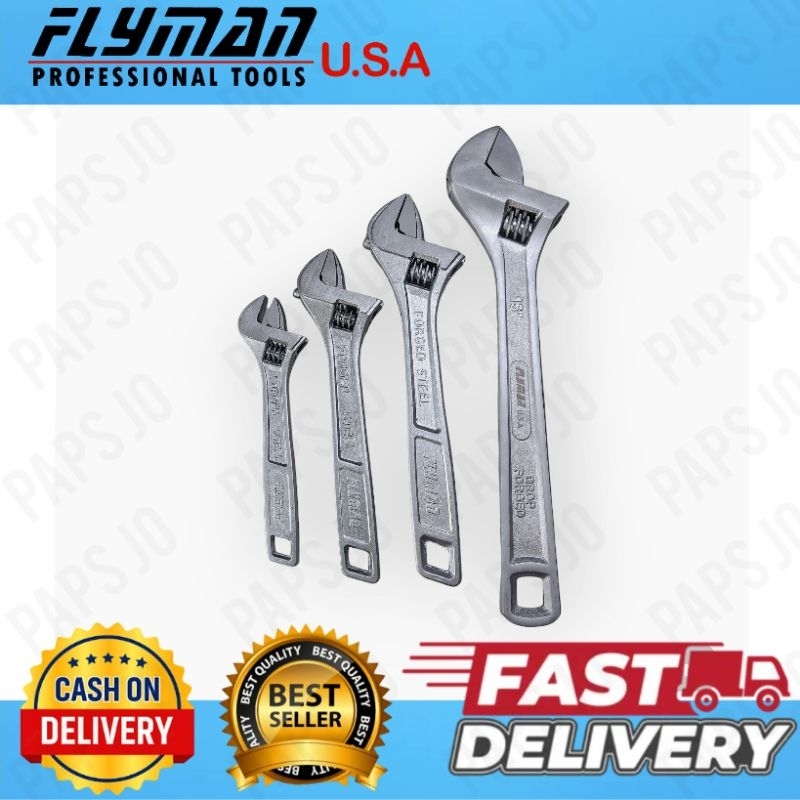 FLYMAN ADJUSTABLE WRENCH (8, 10, 12, 15 INCH) | Shopee Philippines