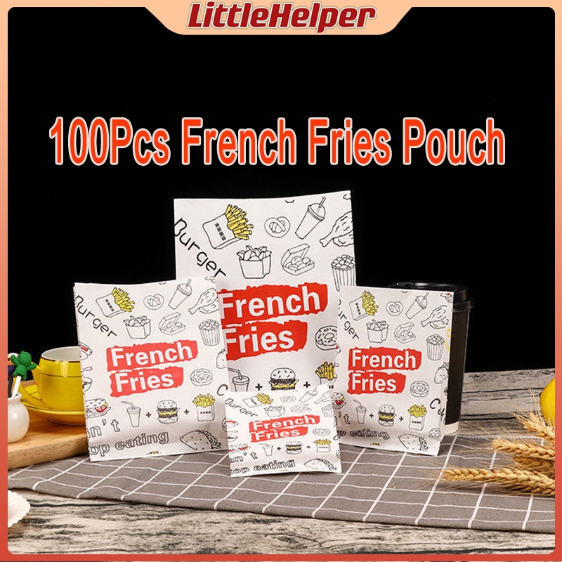 100Pcs Fries Paper Holder Fries Pouch Shawarma Burger Wrapper ...