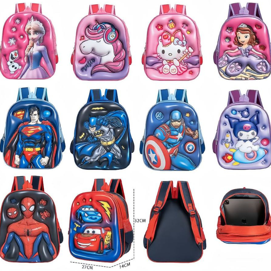 Large Kids Backpack Cartoon Character Cute 3D Backpack Bag for School ...