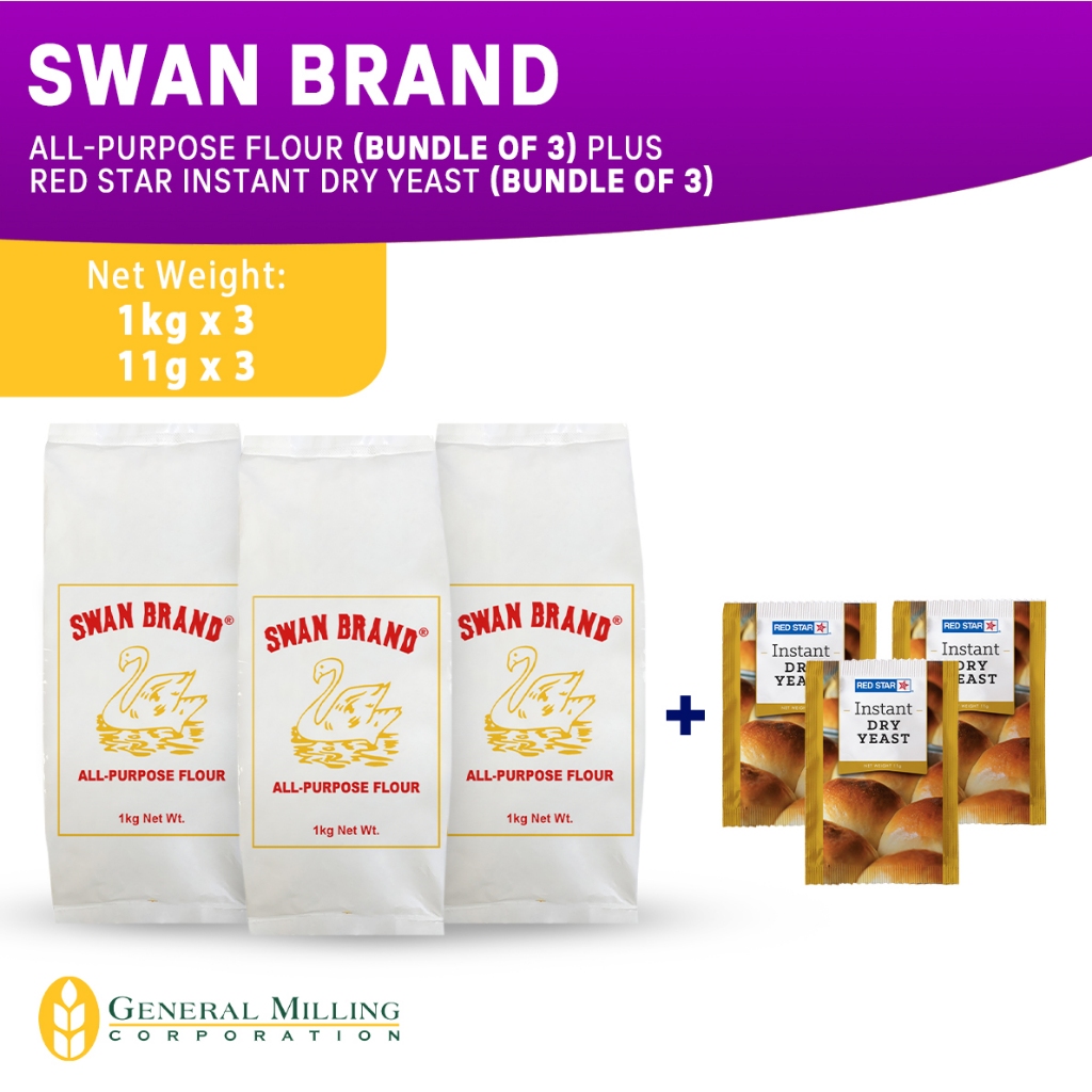 Swan Brand All-Purpose Flour 1kg Plus Red Star Instant Dry Yeast 11g ...