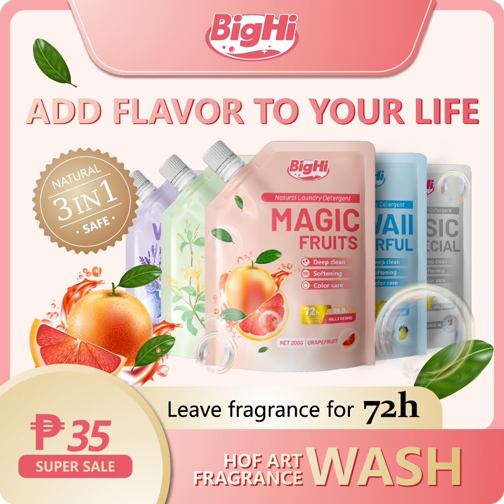 Laundry Liquid Detergent 200g Bighi Magic Fruits Scents 72h Long Lasting Fragrance Liquid ...