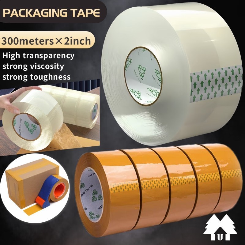 BROWN AND CLEAR 300meters*(4.8cm) 2 inches width PACKAGING TAPE ...