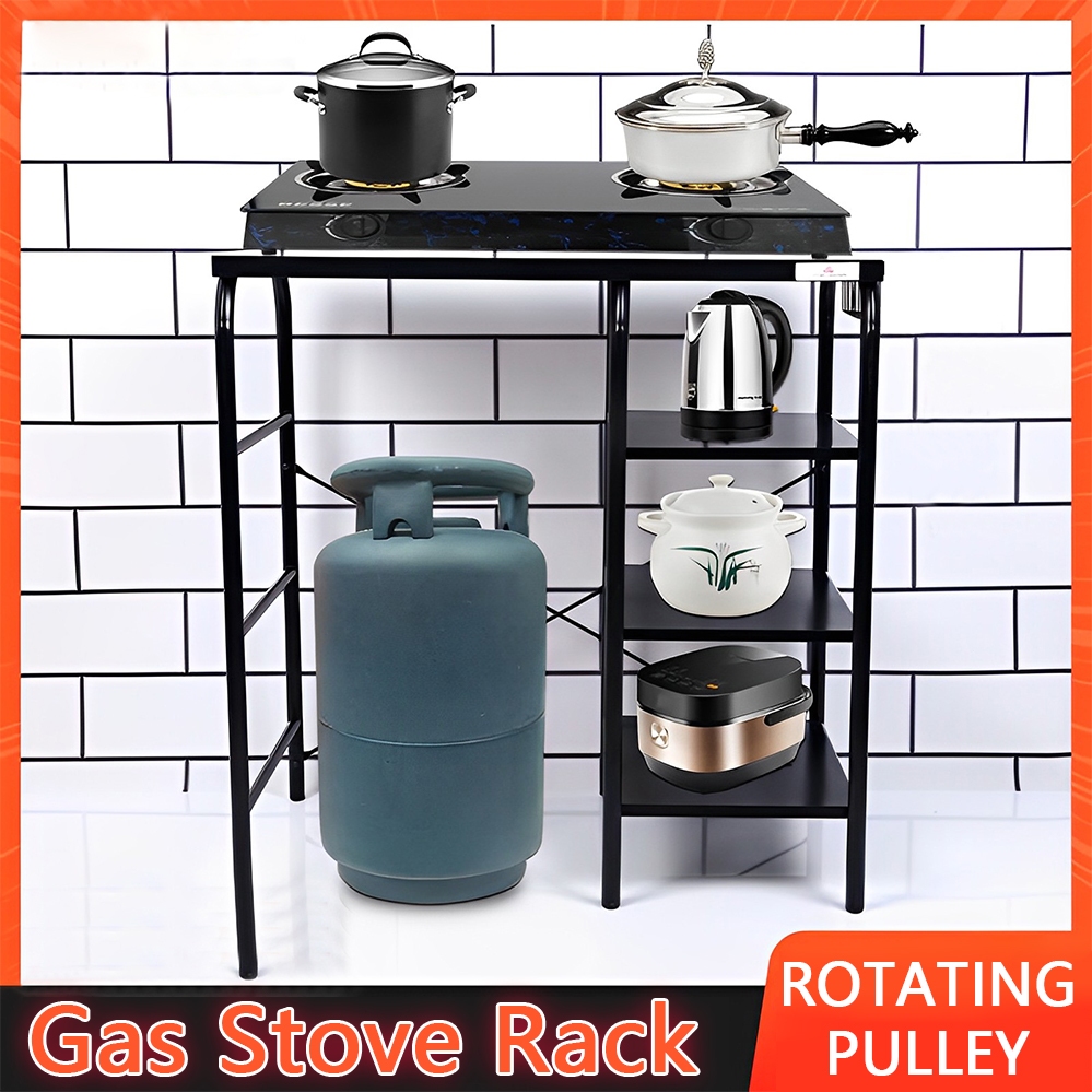 LONDONI Gas Stove Stand With Pulley Heavy Duty Kitchen Stand Space Save ...