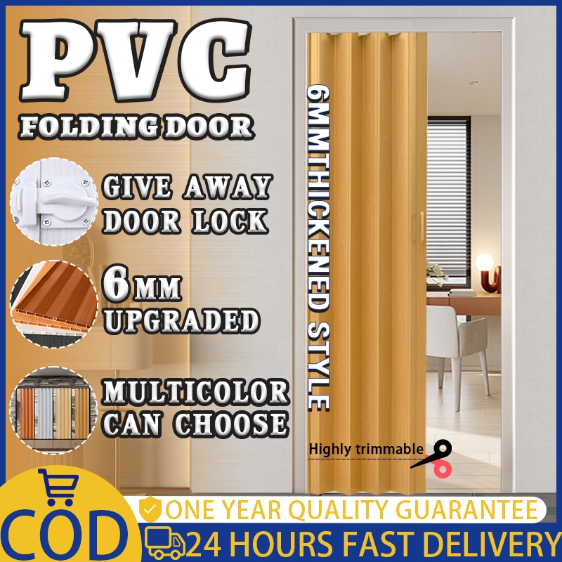 6MM PVC Folding Door Set With Door Lock Sliding Door Bedroom Partition ...