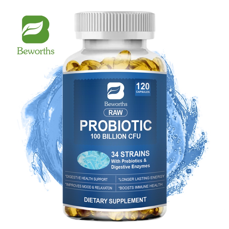 Probiotic Enzyme Capsules 100 Billion CFU 34 Strains with Prebiotics & Digestive Enzymes ...