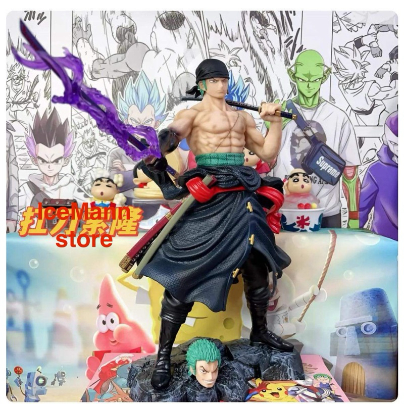 31cm tall Zoro action figure, knock off, 2 sword and one extra head ...