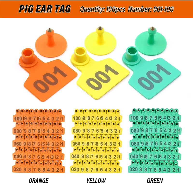 Goat Ear Tag Set 100Pcs 001-100 Number Plastic Livestock Ear Tags+Ear ...