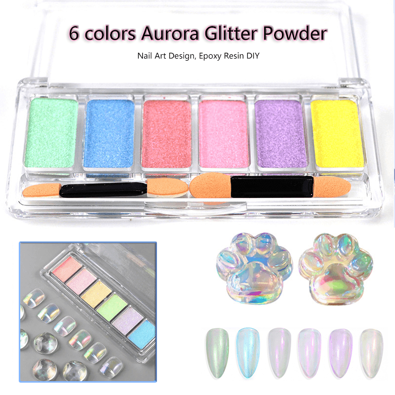 DIY nail art design magic mirror powder aurora glitter decorative ...