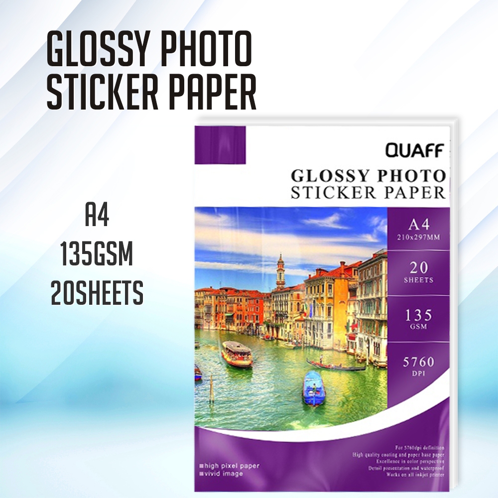 QUAFF Glossy/Matte Photo Sticker Paper 90gsm - 135gsm A4 Size 20sheets ...