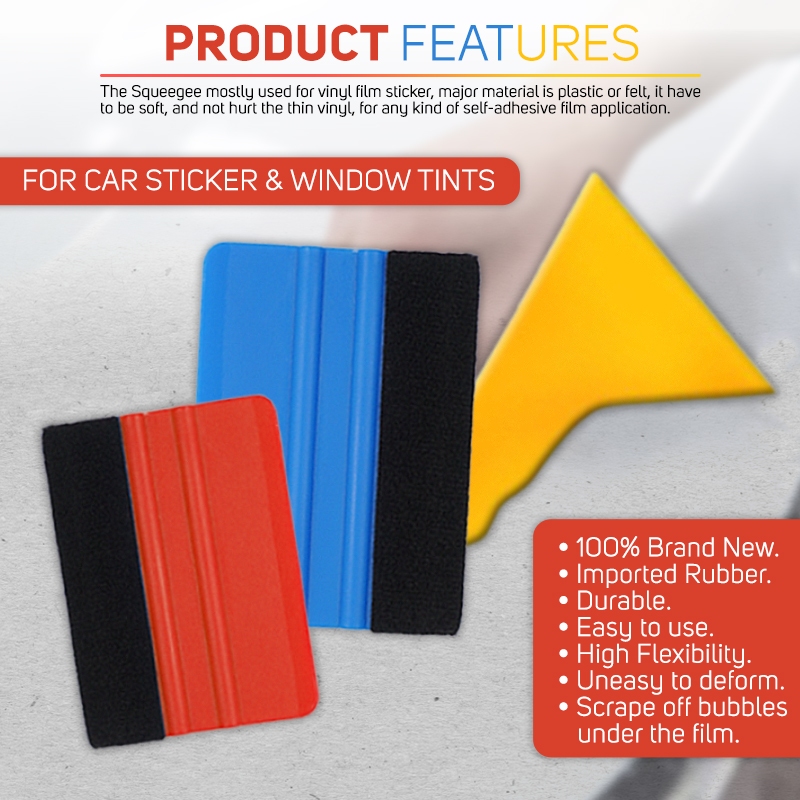 Squeegee For Car Sticker Blue | Red & Small Triangular Scraper For Car ...