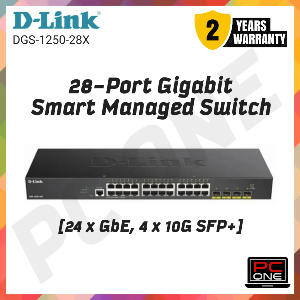D-Link DGS-1250-28X 28-Port Gigabit Smart Managed Switch [24 x GbE, 4 x ...