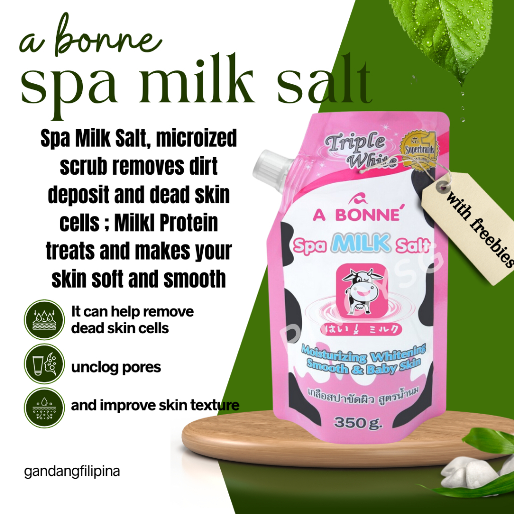 A BONNE Milk Salt Spa whitening body scrub 350g | Shopee Philippines