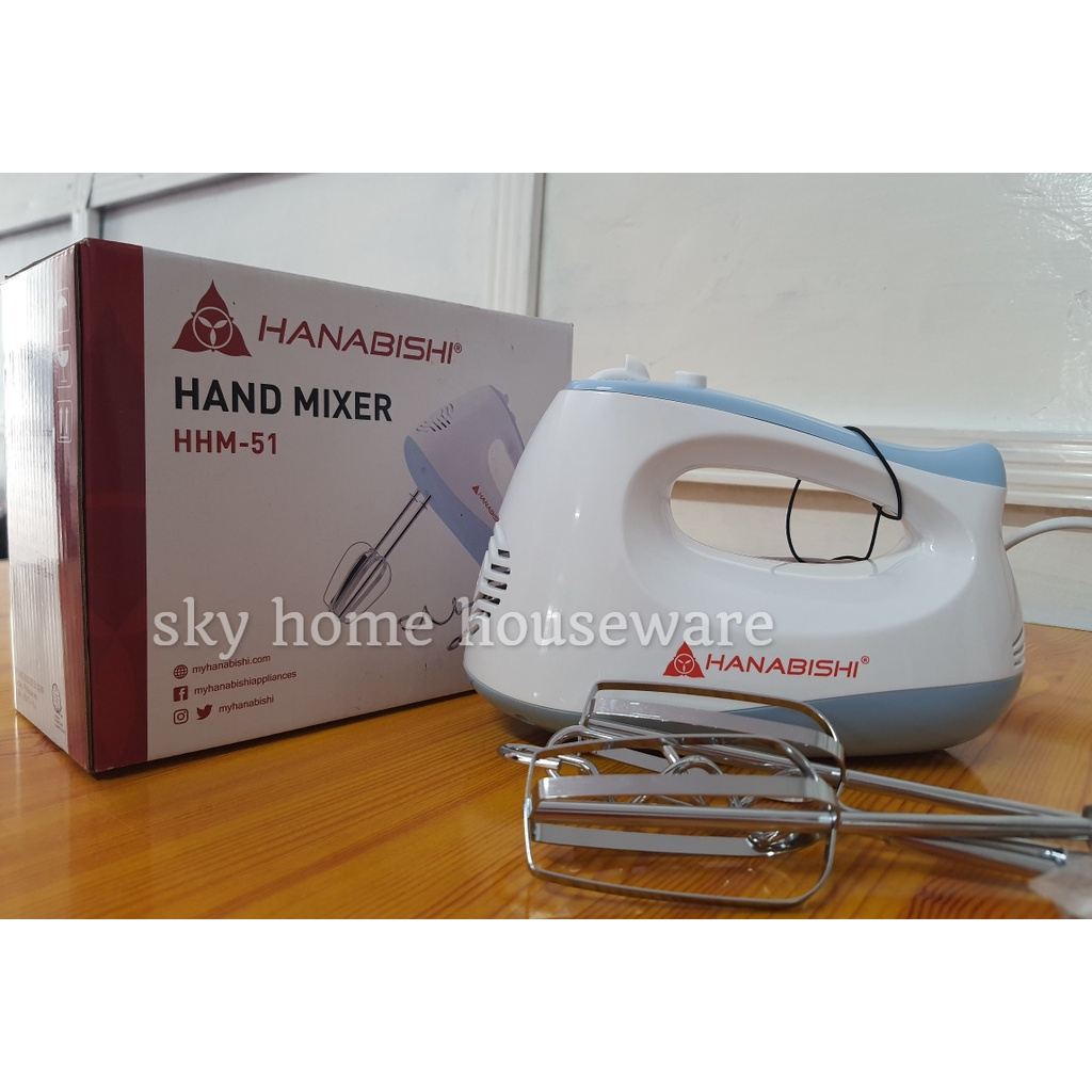 Hanabishi Original 5 Speed Hand Mixer with Dual Attachments HHM-51 ...