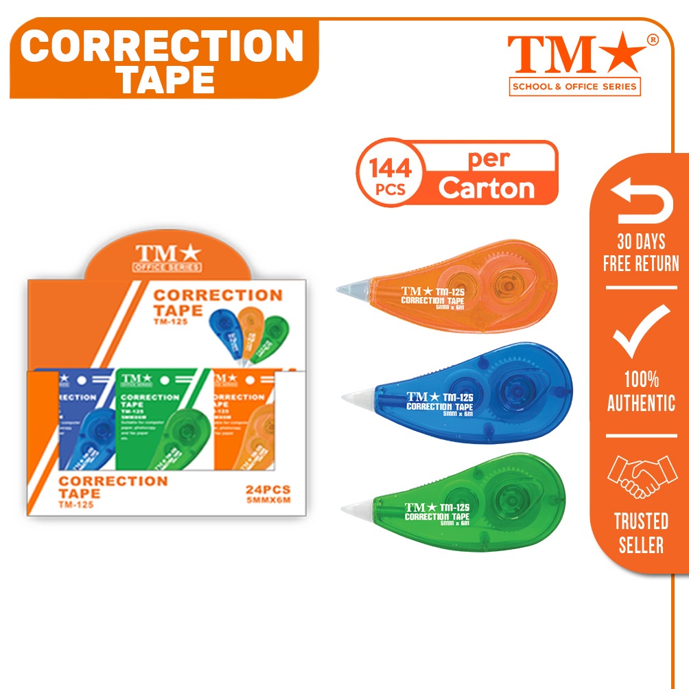 TM 144 pcs Correction Tape 6M Assorted Color (TM-125) | Shopee Philippines