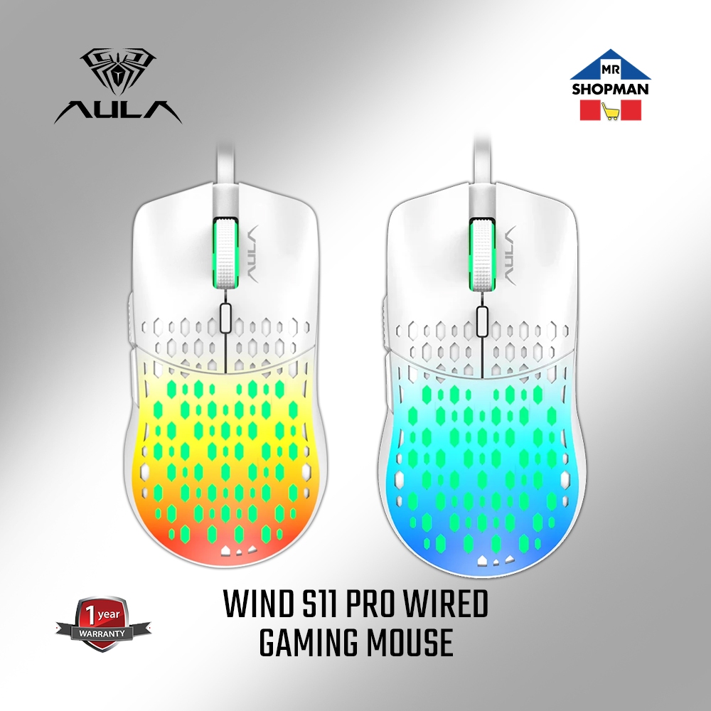 Aula S11 Pro ( Green-Blue / Orange ) Wired Gaming Mouse | Shopee ...