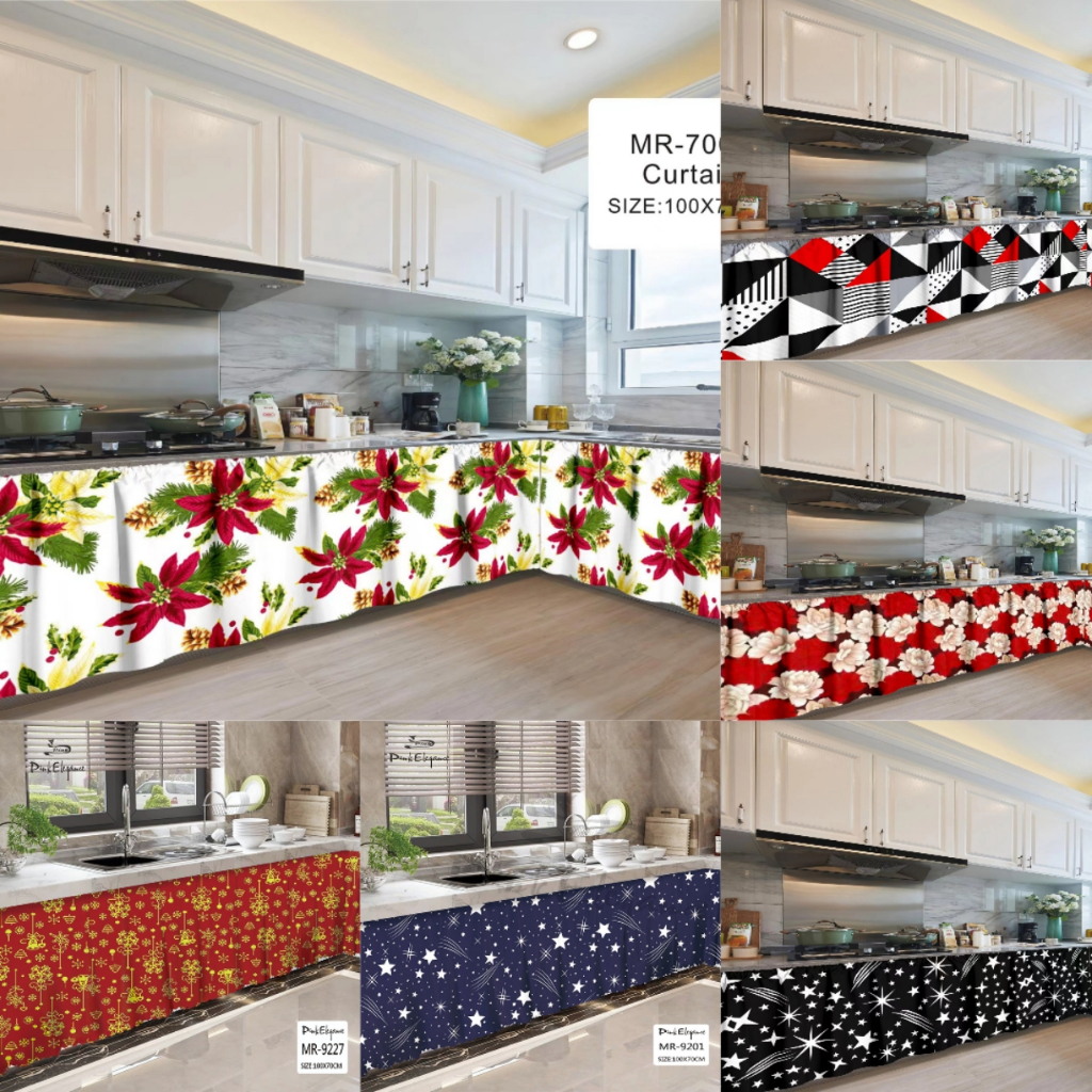 New Printed Christmas Design Kitchen Lababo Sink Curtains Size 100x70 ...