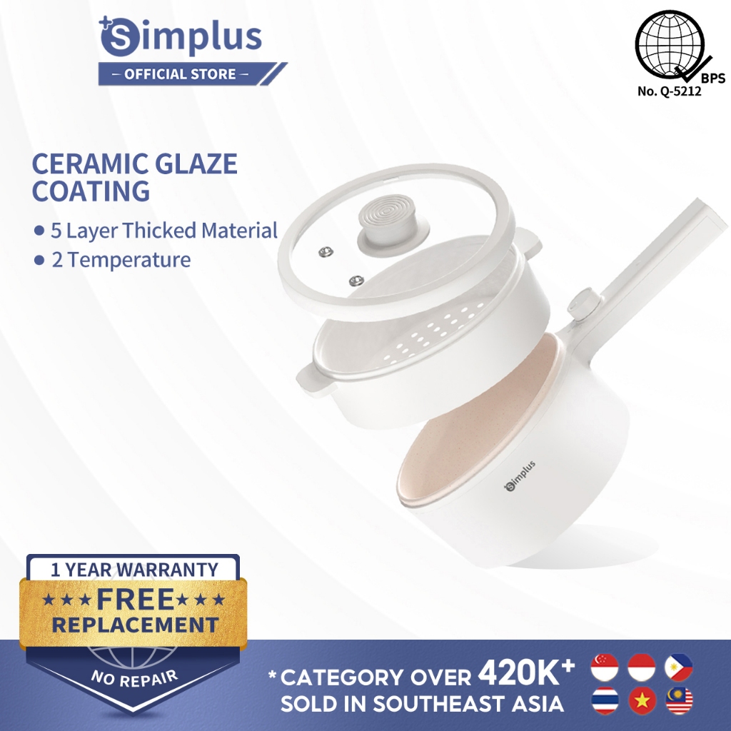 Simplus Electric Cooker with Steamer Multi-Functional Non-Stick Inner Pot 1.5L /2L/3L | Shopee ...