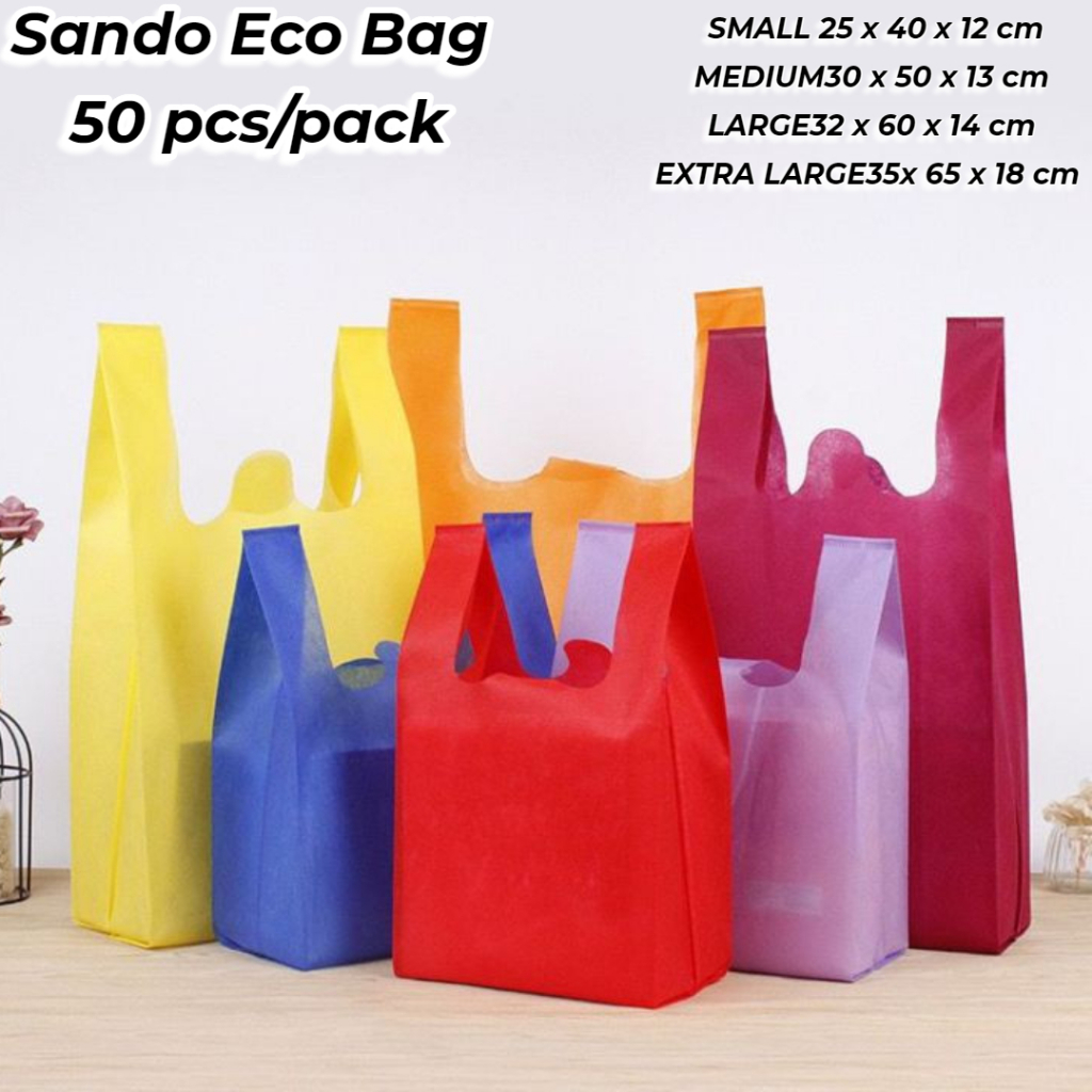 Thick Durable Sando Eco Bag 50 pcs/pack Reusable High Quality Packaging ...