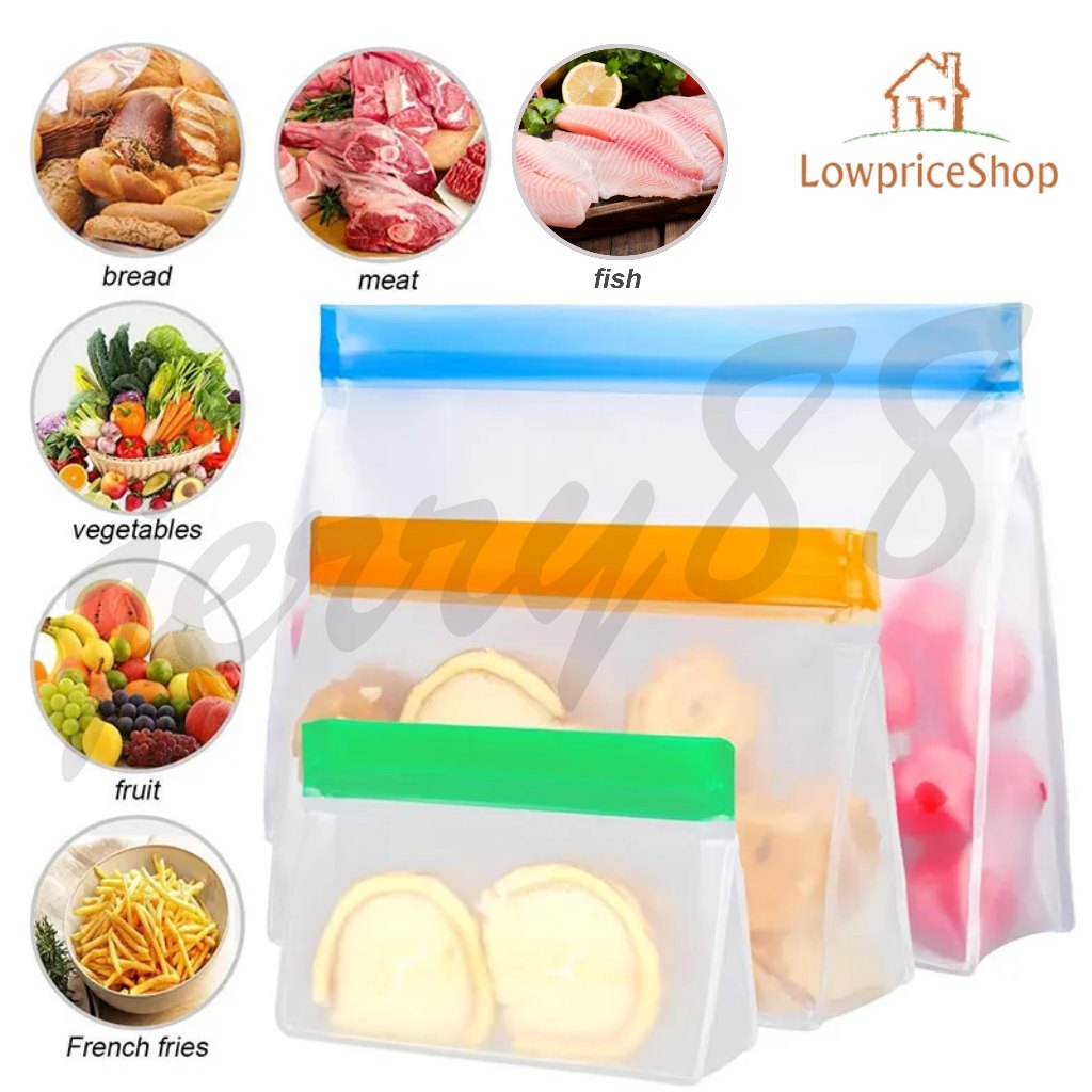 JERRY88 1pc Reusable Silicone Food Bag Ziplock Food Storage Bag ...