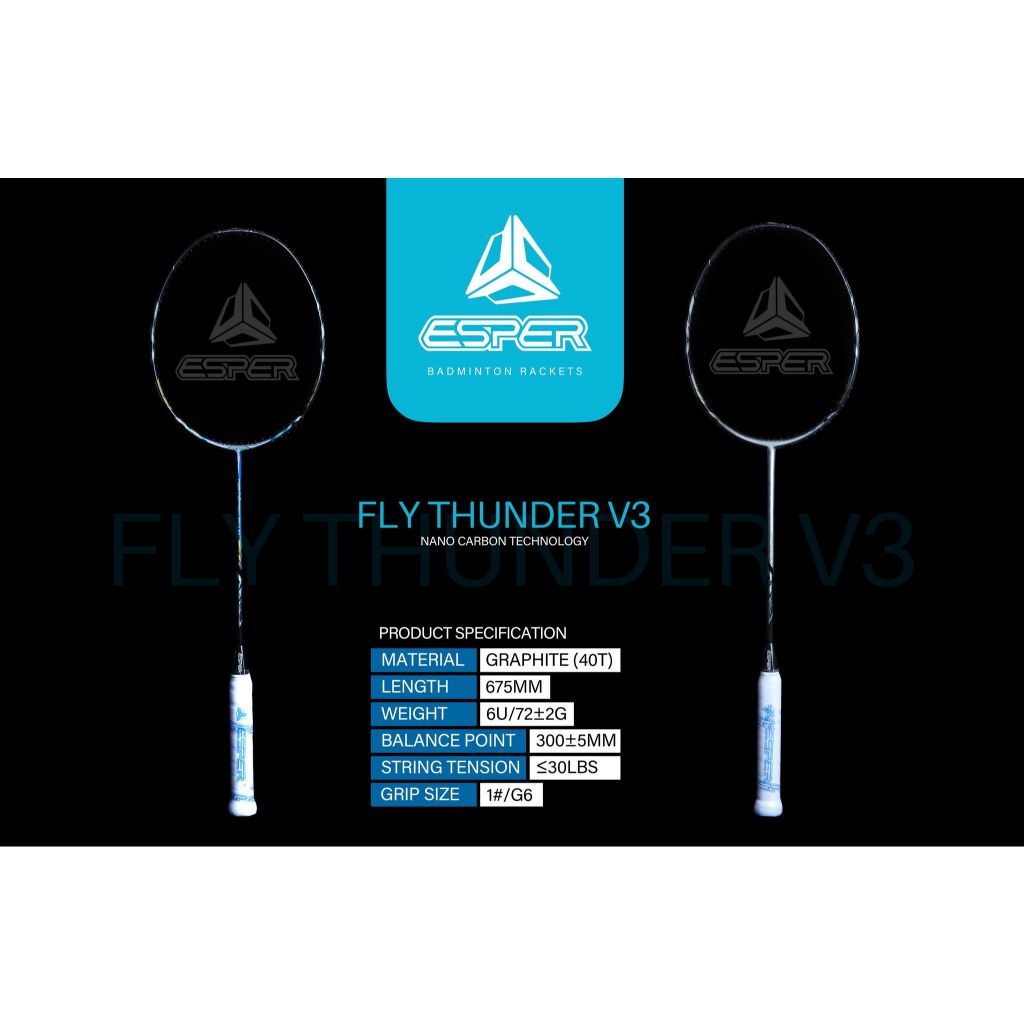 Fly Thunder V3 | Esper Badminton Racket | Nano Carbon Technology ...