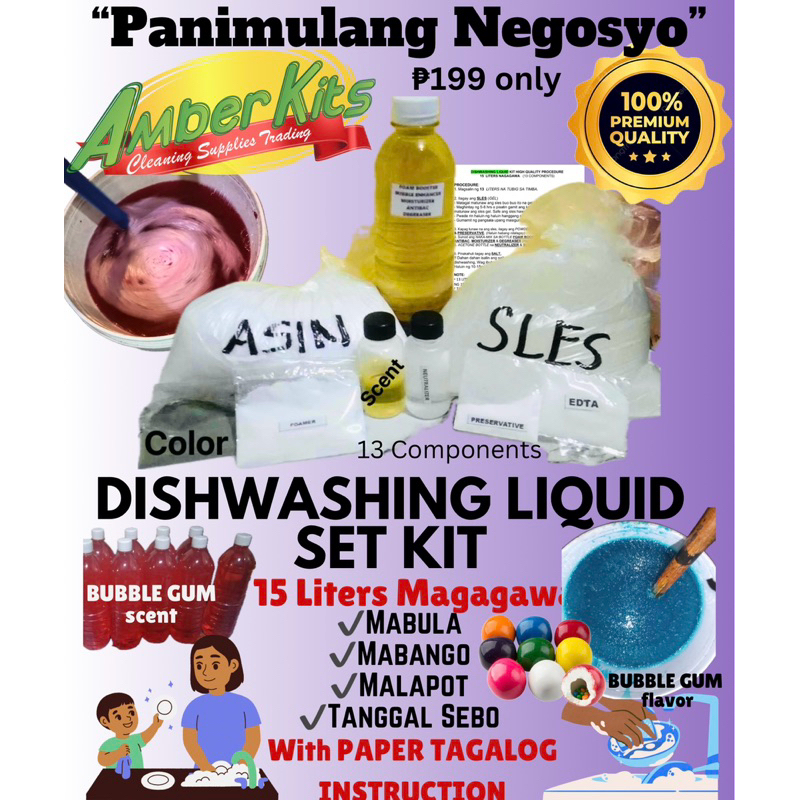 DISHWASHING LIQUID KIT SET bubblegum 15-16Liters Bottles magagawa ...