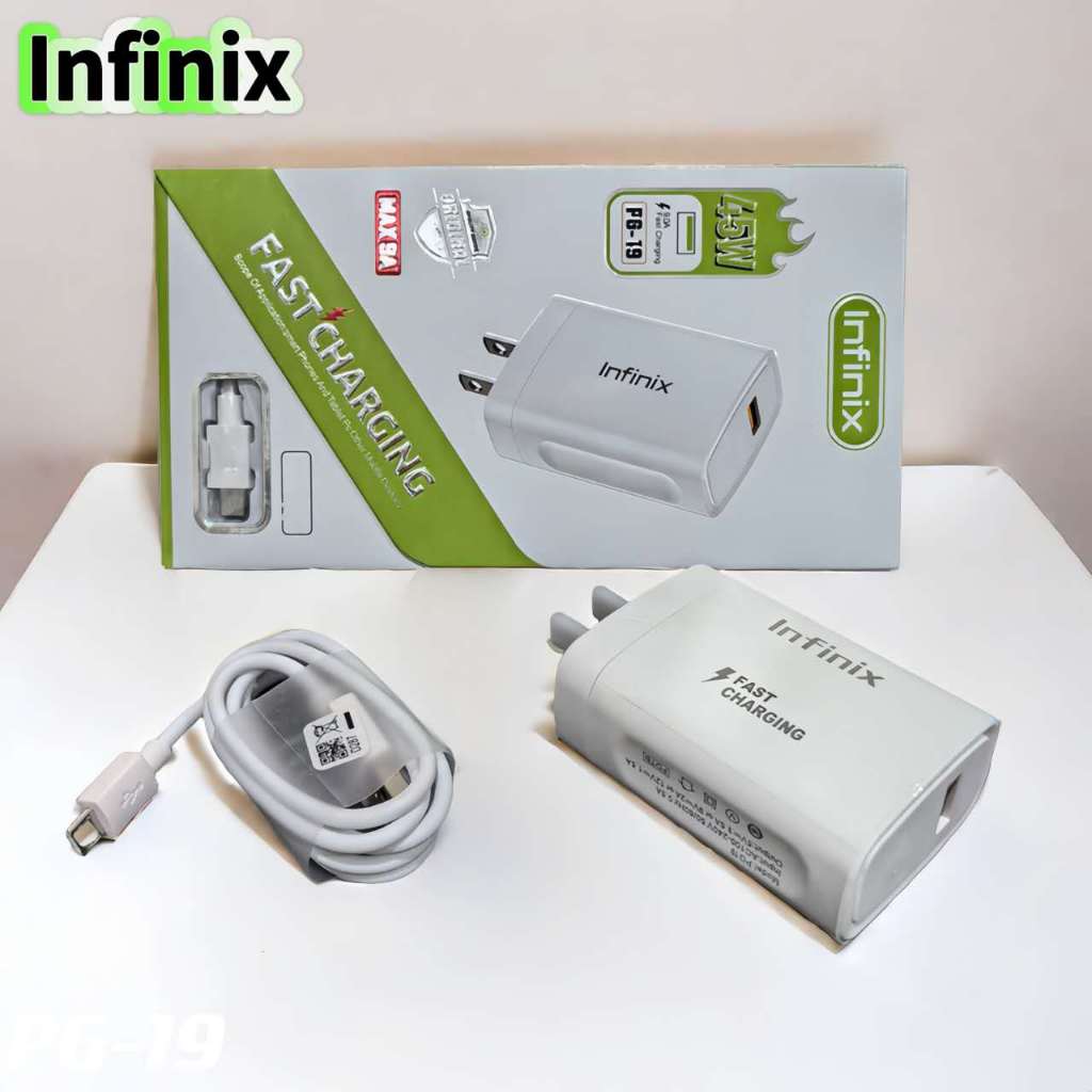 PG-19 Infinix Charger Fast Charging 45W Micro USB Type-C Cable Adapter ...