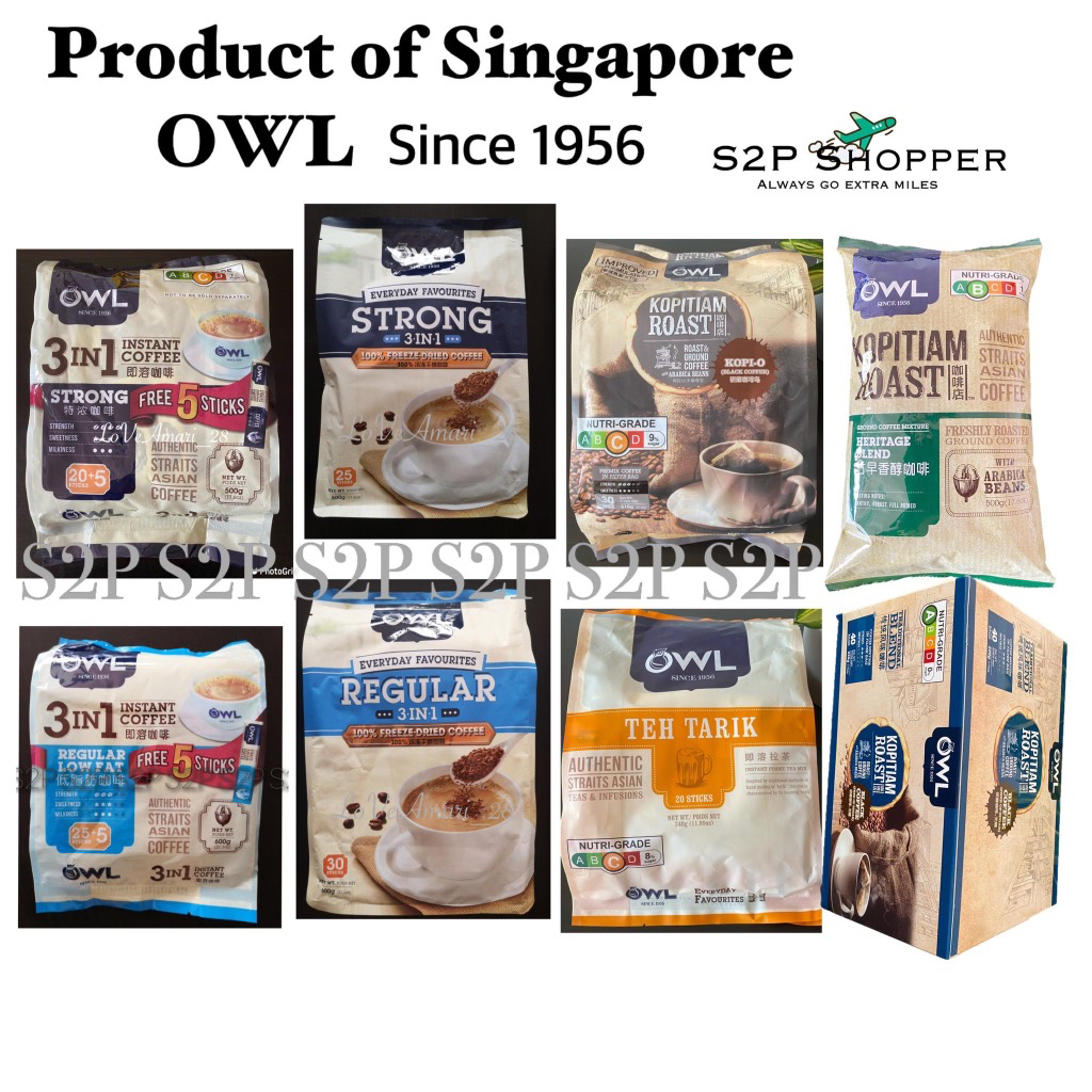 🇸🇬S2P OWL Coffee KOPI O x Teh Tarik - ( Regular Low Fat / Strong ...
